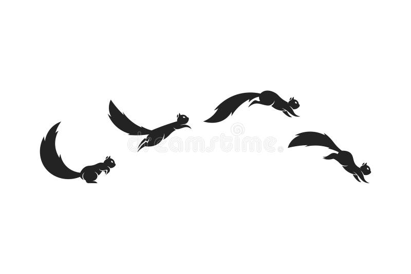 Flying Squirrel Jump Silhouette Sequence – Vector Illustration Stock ...