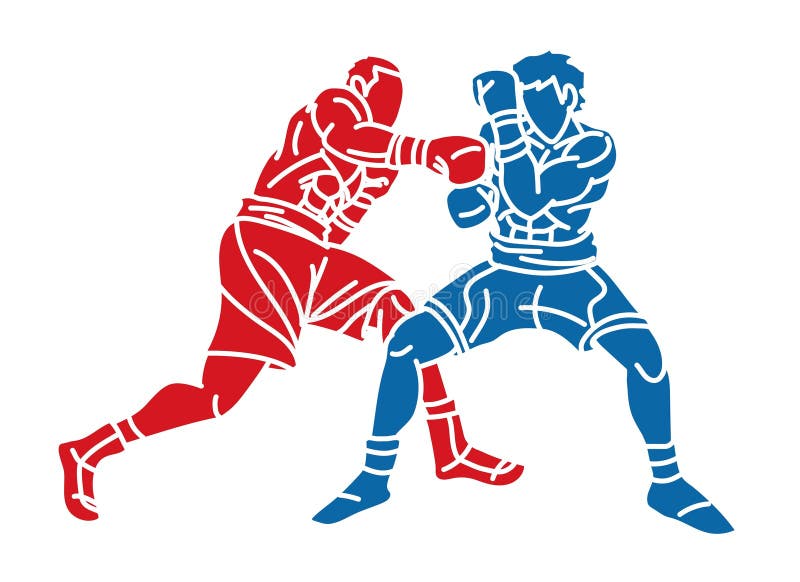 Boxing Sport Kickboxing Muay Thai Boxer Ready To Fight and Punching ...