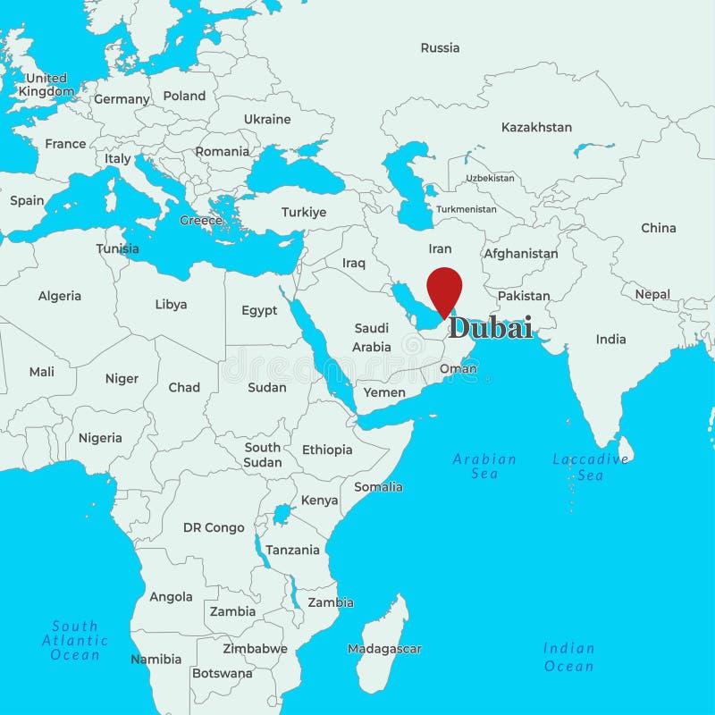 High-Resolution Political Map of Dubai with Key Locations & Borders ...