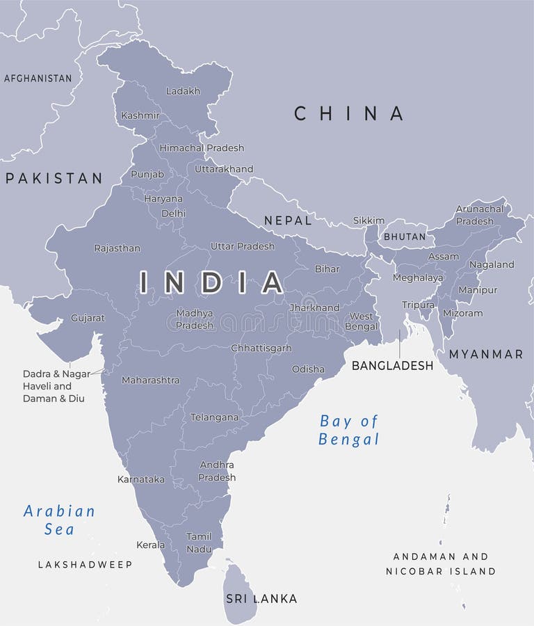 India Political Map Stock Illustrations – 6,046 India Political Map ...
