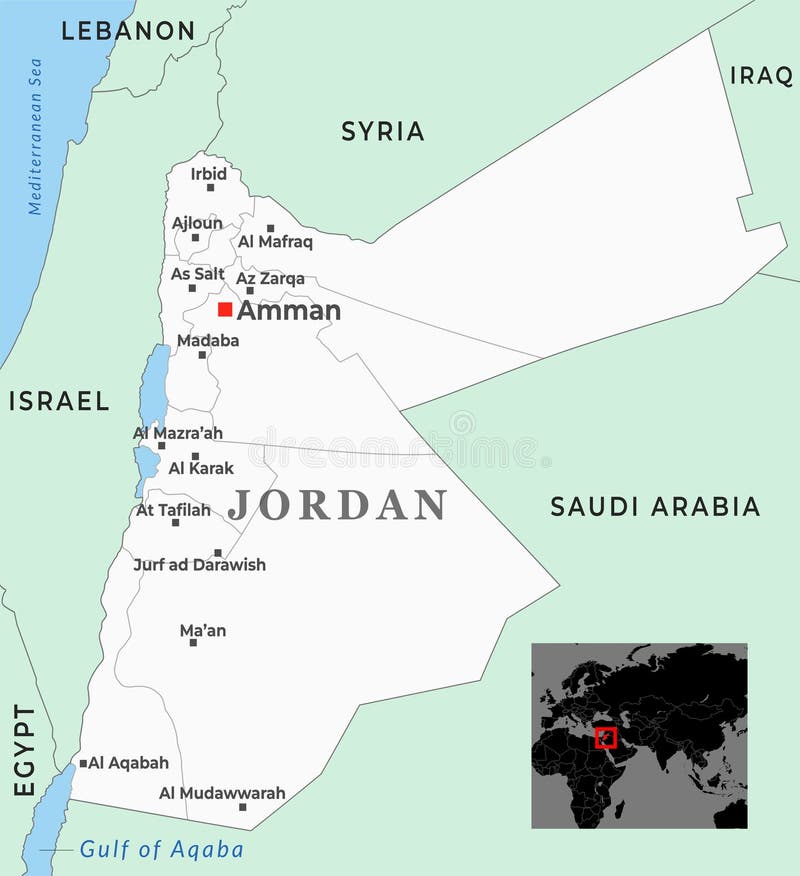 High-Resolution Political Map of Jordan with Key Cities & Borders Stock ...