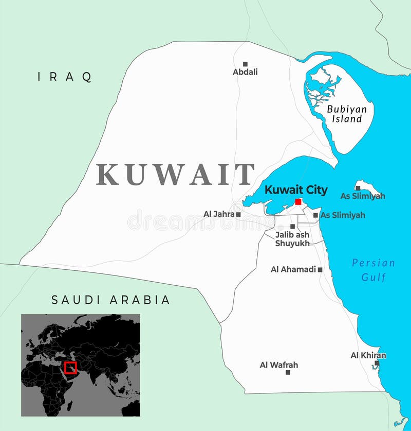 High-Resolution Political Map of Kuwait with Key Cities & Borders Stock ...