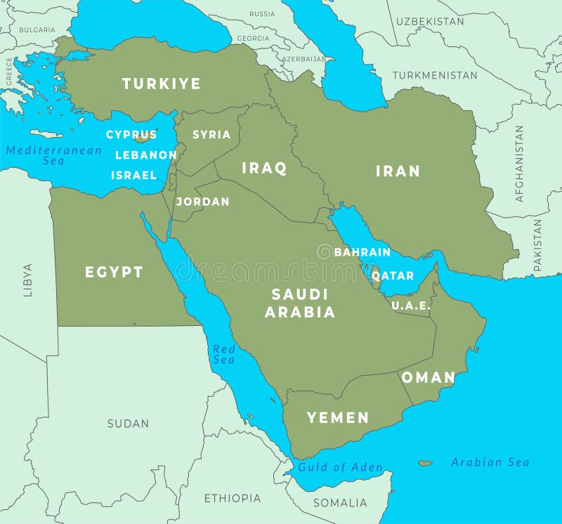 Political Map of Middle East Countries with Labels Stock Illustration ...