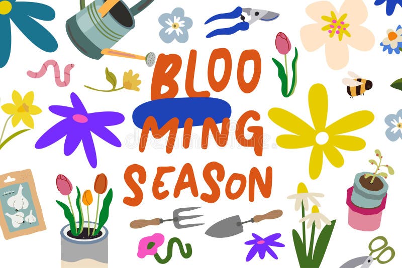 Botanical Abstract Colorful Spring Background. Flowers, Plants and ...