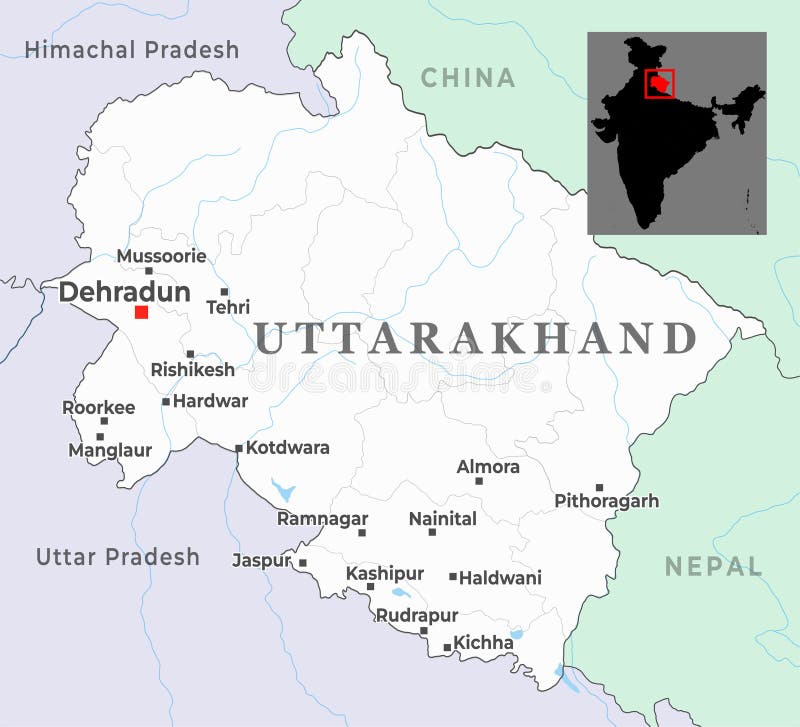 Uttarakhand is a State of India Showing District Map Stock Illustration ...