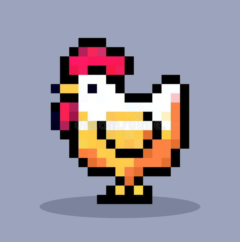 Pixel Art of Chicken Character Stock Illustration - Illustration of ...
