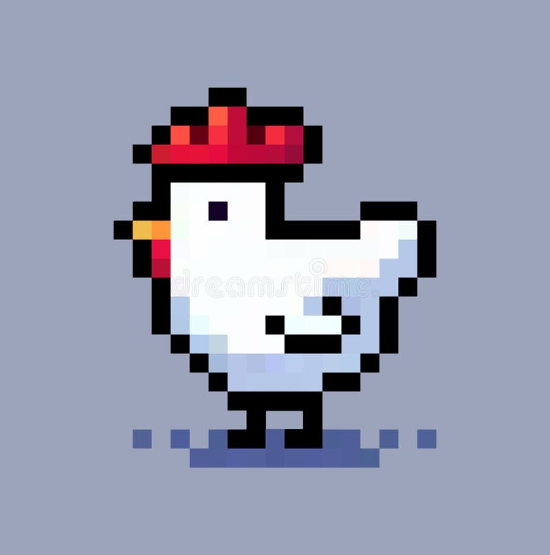 Pixel Art of Chicken Character Stock Vector - Illustration of animal ...