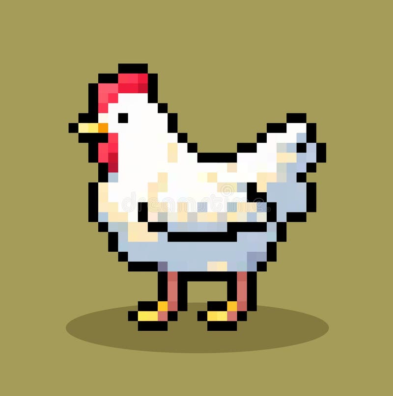 Pixel Art of Chicken Character Stock Vector - Illustration of chicken ...