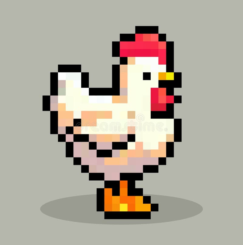 Pixel Art of Chicken Character Stock Vector - Illustration of chicken ...