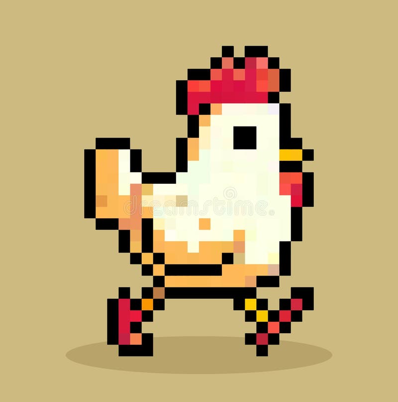 Pixel Art of Chicken Character Stock Vector - Illustration of rooster ...