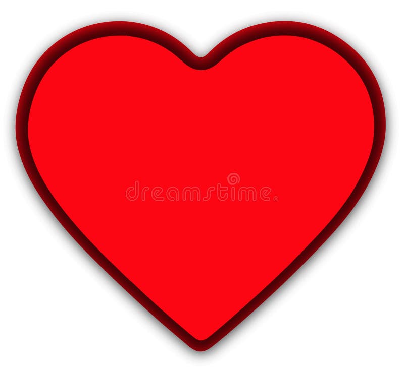 A Simple, Bold Red Heart Shape with a Black Outline and a Soft Shadow ...