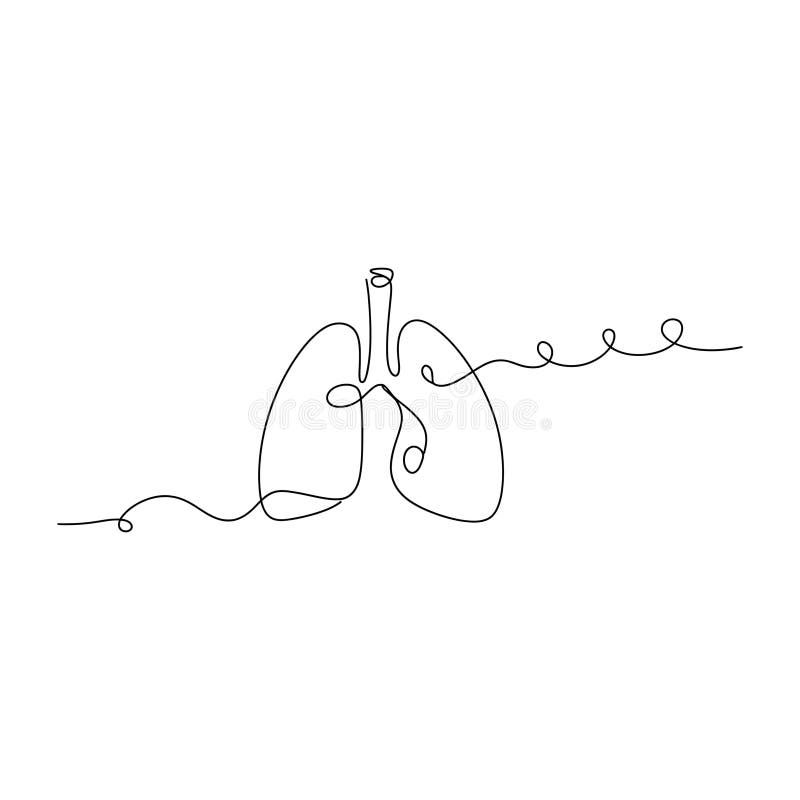 Lungs One Line Drawing Medical Illustration Stock Illustration ...