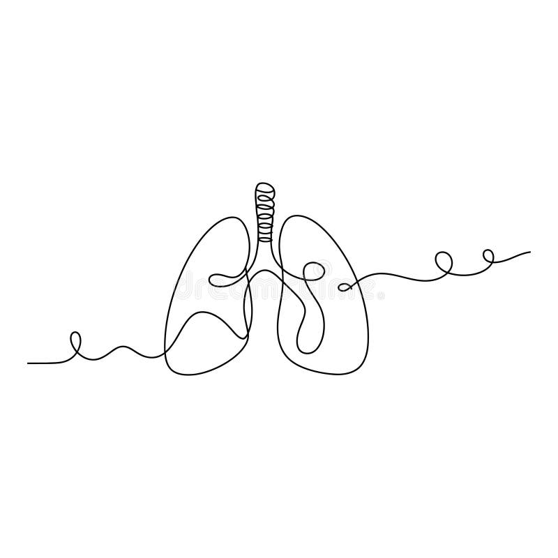Lungs One Line Drawing Medical Illustration Stock Illustration ...