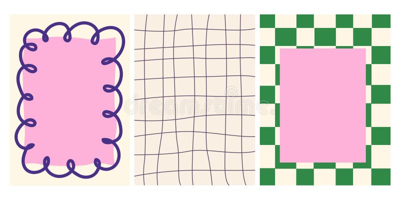 Abstract Simple Frames Posters in Minimalist Retro Style. Template for ...