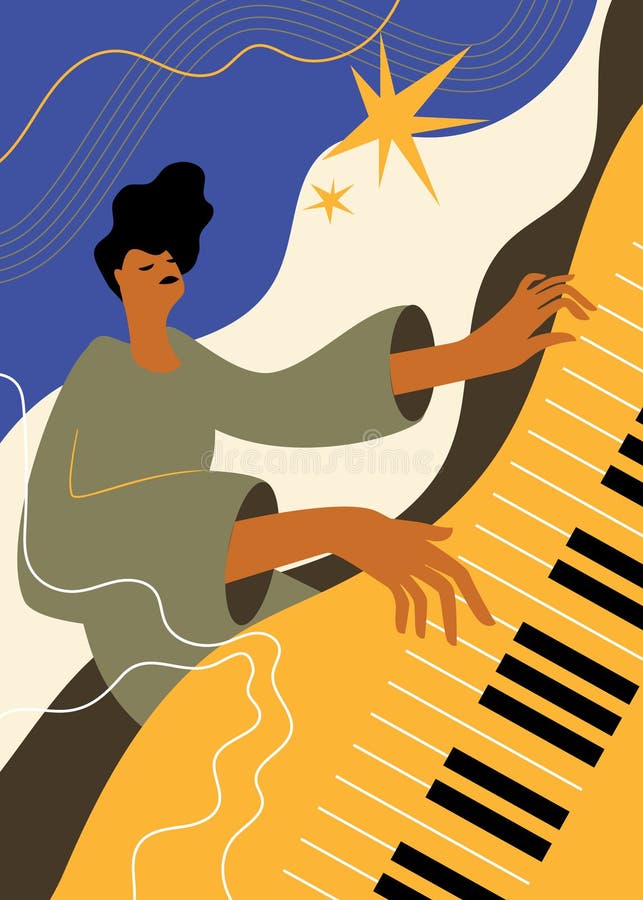 The Pianist Woman is Playing, Vector Illustration, Music Festival ...