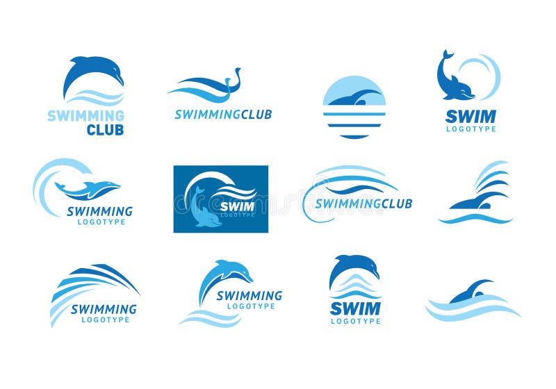 Set of Logotypes on the Swimming Theme Stock Vector - Illustration of ...