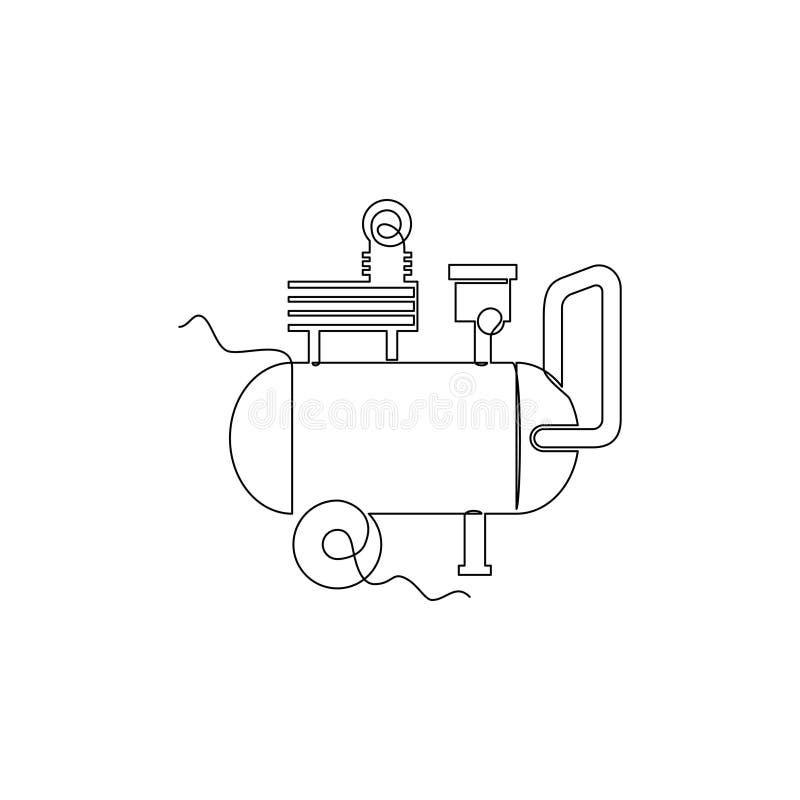 One Line Art Air Compressor Vector Illustration Stock Vector ...