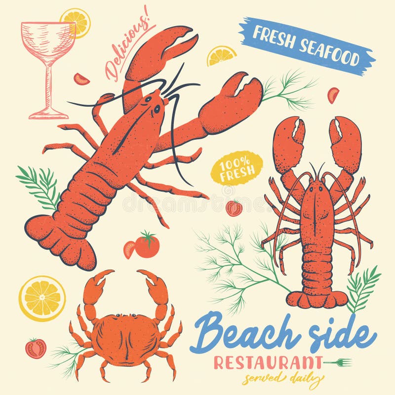 Lobster Seafood design. stock vector. Illustration of clothing - 376720671