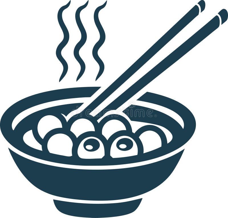 Tangyuan Icon: Steaming Glutinous Rice Balls Bowl Stock Illustration ...