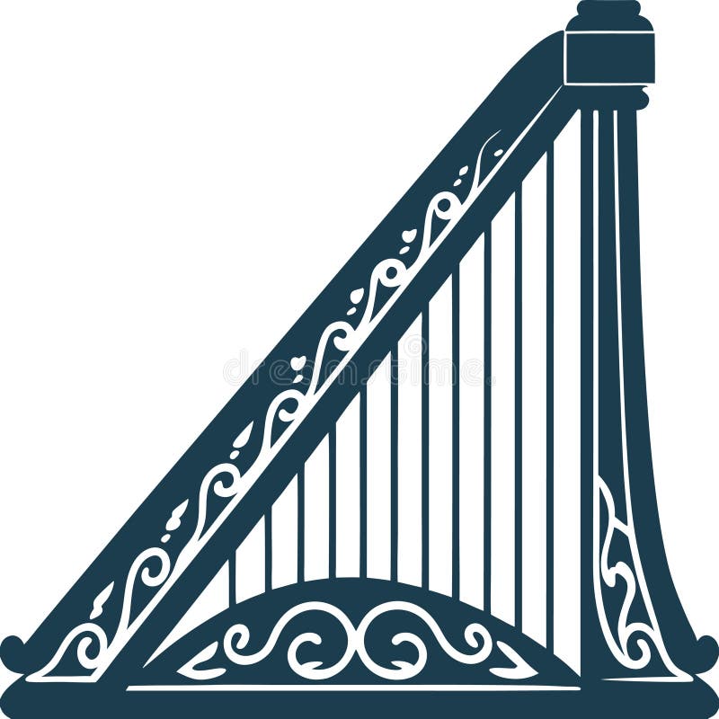 Elegant Celtic Harp Vector Illustration, Dark Blue Stock Illustration ...