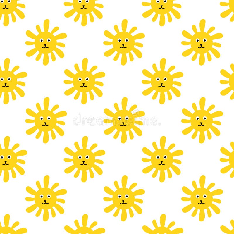 Seamless Pattern. Smiling Cute Dog Face Sun. Vector Flat Illustration ...