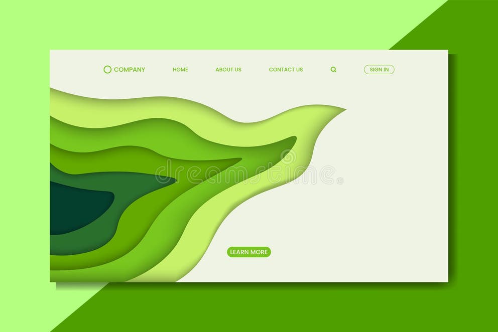 Fresh Green Paper Cut Landing Page – Modern Eco Web Template Stock ...