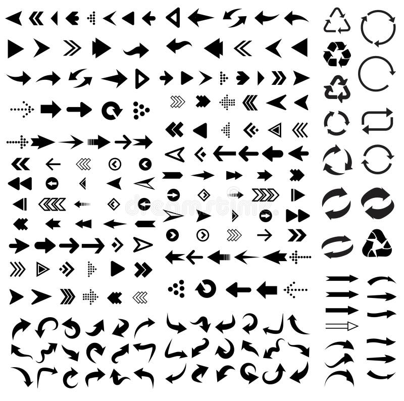 Arrows Set of Black Icons. Arrow Icon. Arrow Vector Collection. Arrow ...