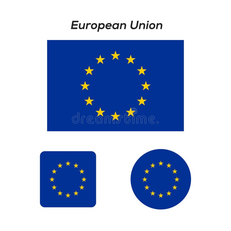 European Union Flag Vector Illustration. EU Flag Vector Icon Set Stock ...