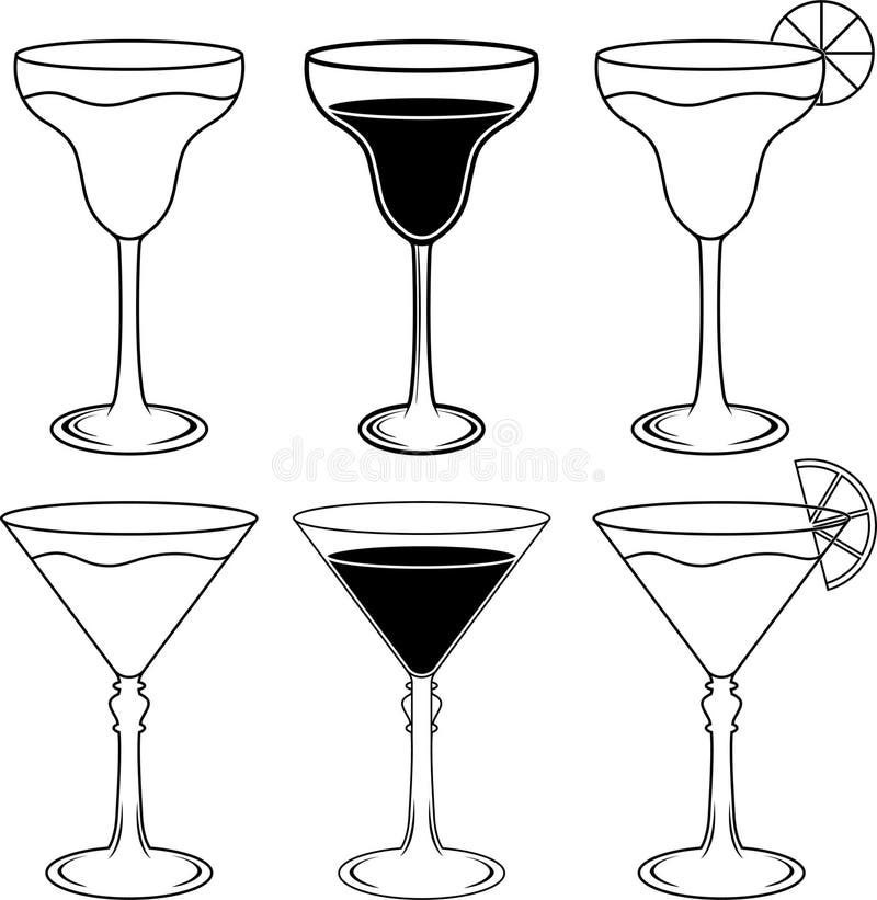 Cocktail Outline, Cocktail Silhouette, Summer Cocktail, Tropical Drink ...