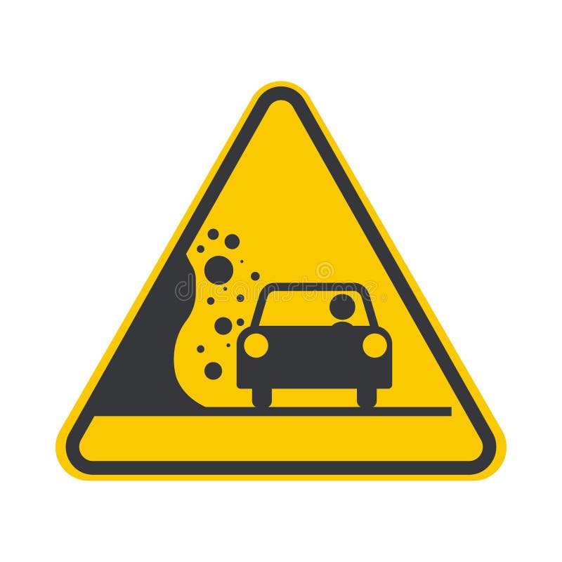 Isolated Triangle Sign of Landslide, Falling Rock Risk Ahead, a Safety ...