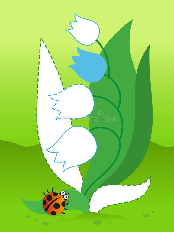 Trace and Color. Writing Practice. Lilies of the Valley with Ladybug ...