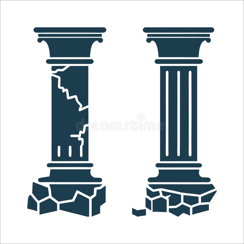 Samsons Pillars Two Crumbling Columns Stock Illustration - Illustration ...