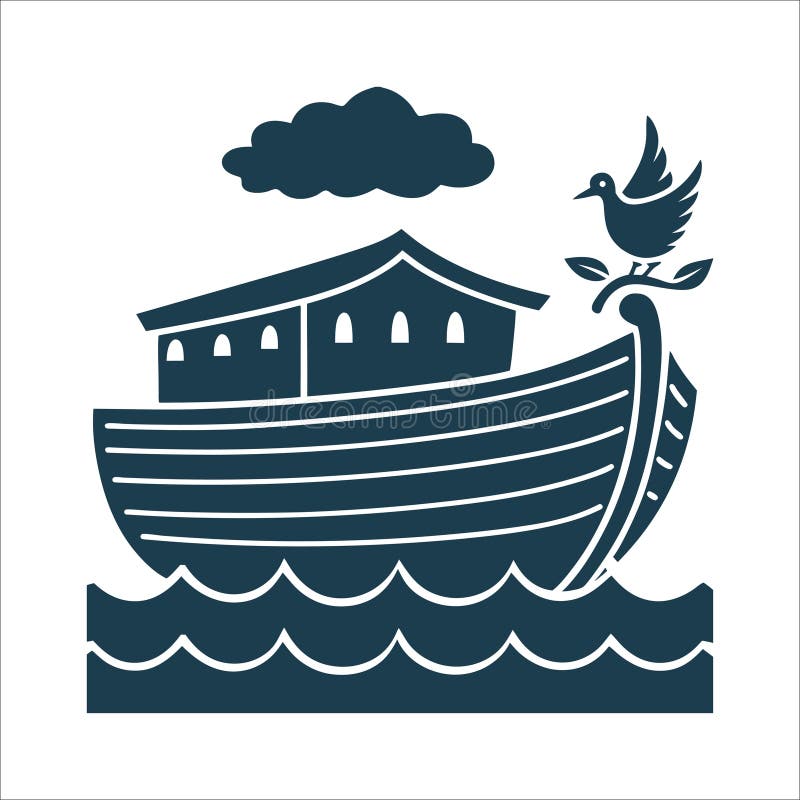 Noahs Ark Boat with a Dove Returning Stock Vector - Illustration of ...