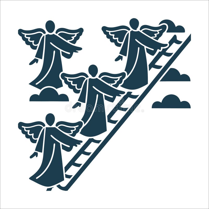Jacobs Ladder Diagonal Ladder with Ascending Angels Stock Illustration ...