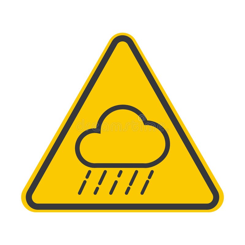 Isolated Triangle Sign Rainy Weather, Caution Slippery Road when Rain ...