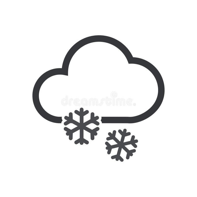Isolated Outline Icon Cloud and Snow Flakes, Winter and Cold Weather ...