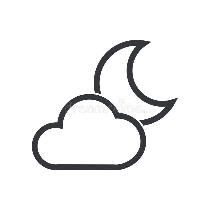 Isolated Outline Icon Night with Moon and Cloud, Weather Icon Stock ...