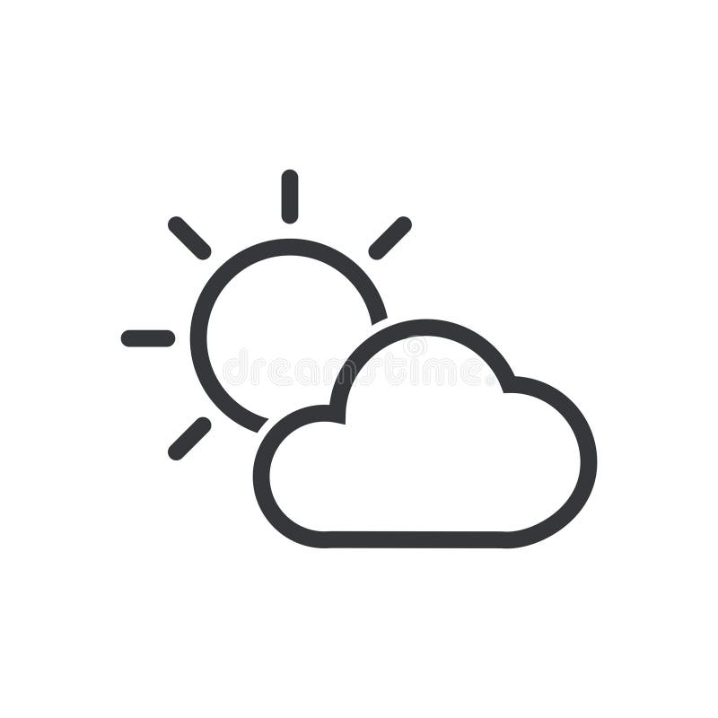 Isolated Outline Icon Day with Sun and Cloud, Summer and Sunny Weather ...