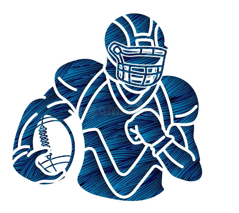 American Football Player Running Action Graphic Stock Vector ...