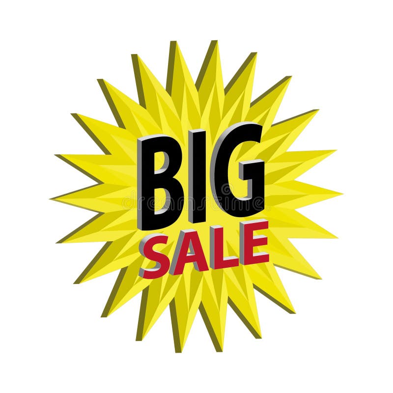 Yellow Starburst Design with Bold Black Text "BIG" and Red Text "SALE ...