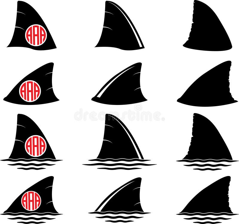 Shark Fin, Shark Fin Above Water, Shark Fin Monogram Stock Vector ...