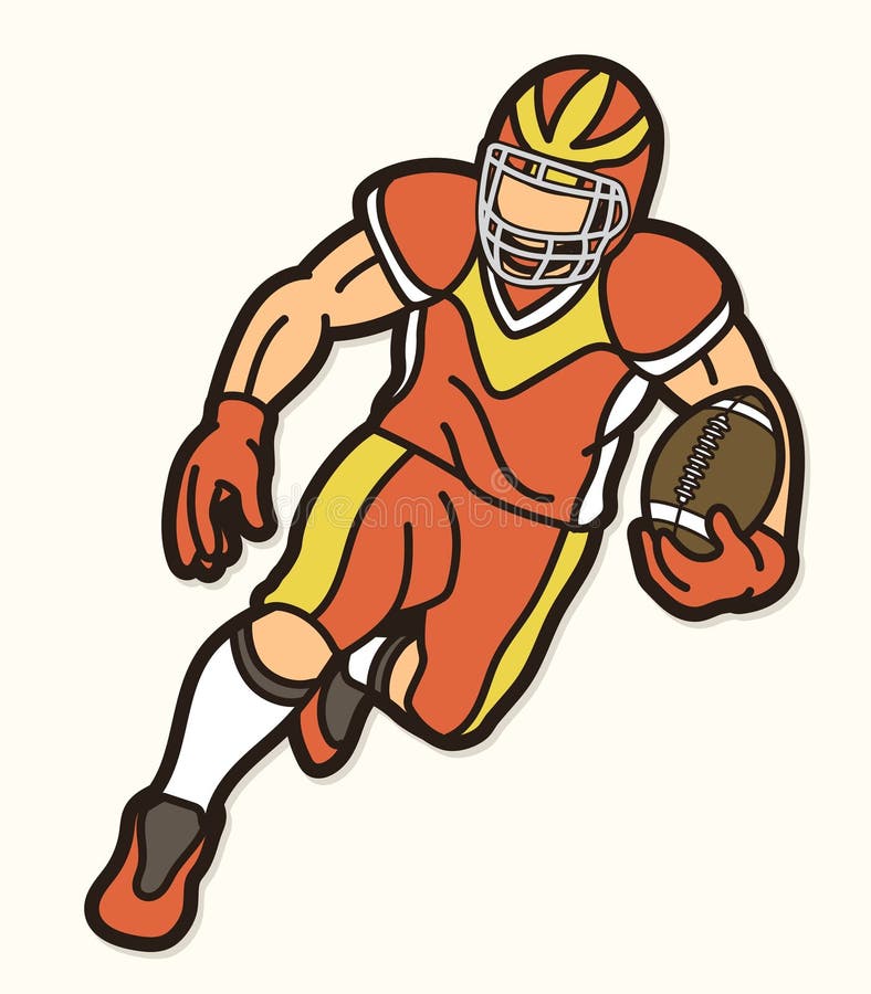 American Football Player Action Cartoon Sport Graphic Vector Stock ...