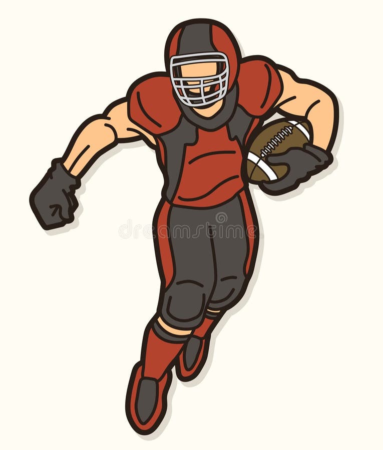 American Football Player Action Cartoon Sport Graphic Vector Stock ...