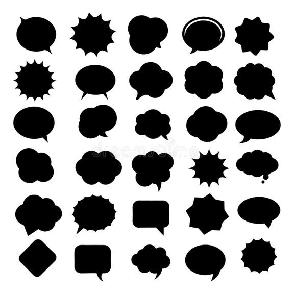 Conversation Bubbles Vector Set – Dialogue Box Silhouettes Collection ...