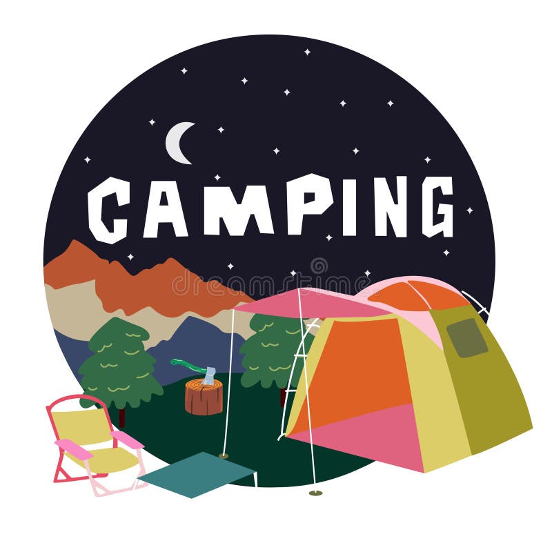 Outdoor Lifestyle. Mountain and Forest Adventure Poster in Retro ...