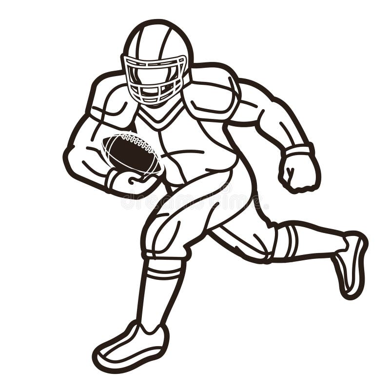 American Football Player Cartoon Outline Sport Graphic Stock ...