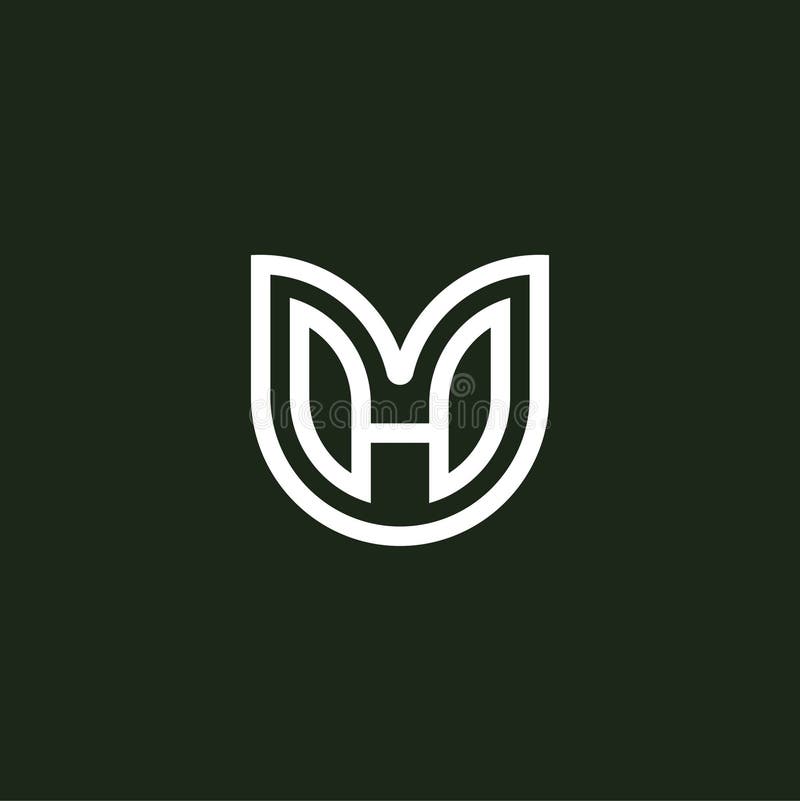Simple H Letter Initials Natural Leaf Logo Design, with Simple Line ...