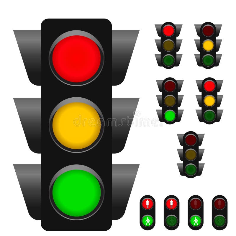 Traffic Light Collection for Vehicles and Pedestrian Stock Vector ...
