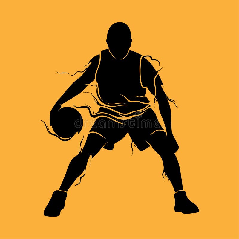 Basketball Player Ink Stylized Movement Silhouette Vector Stock ...