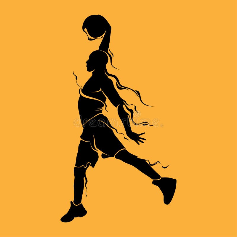 Basketball Player Ink Stylized Movement Silhouette Vector Stock ...